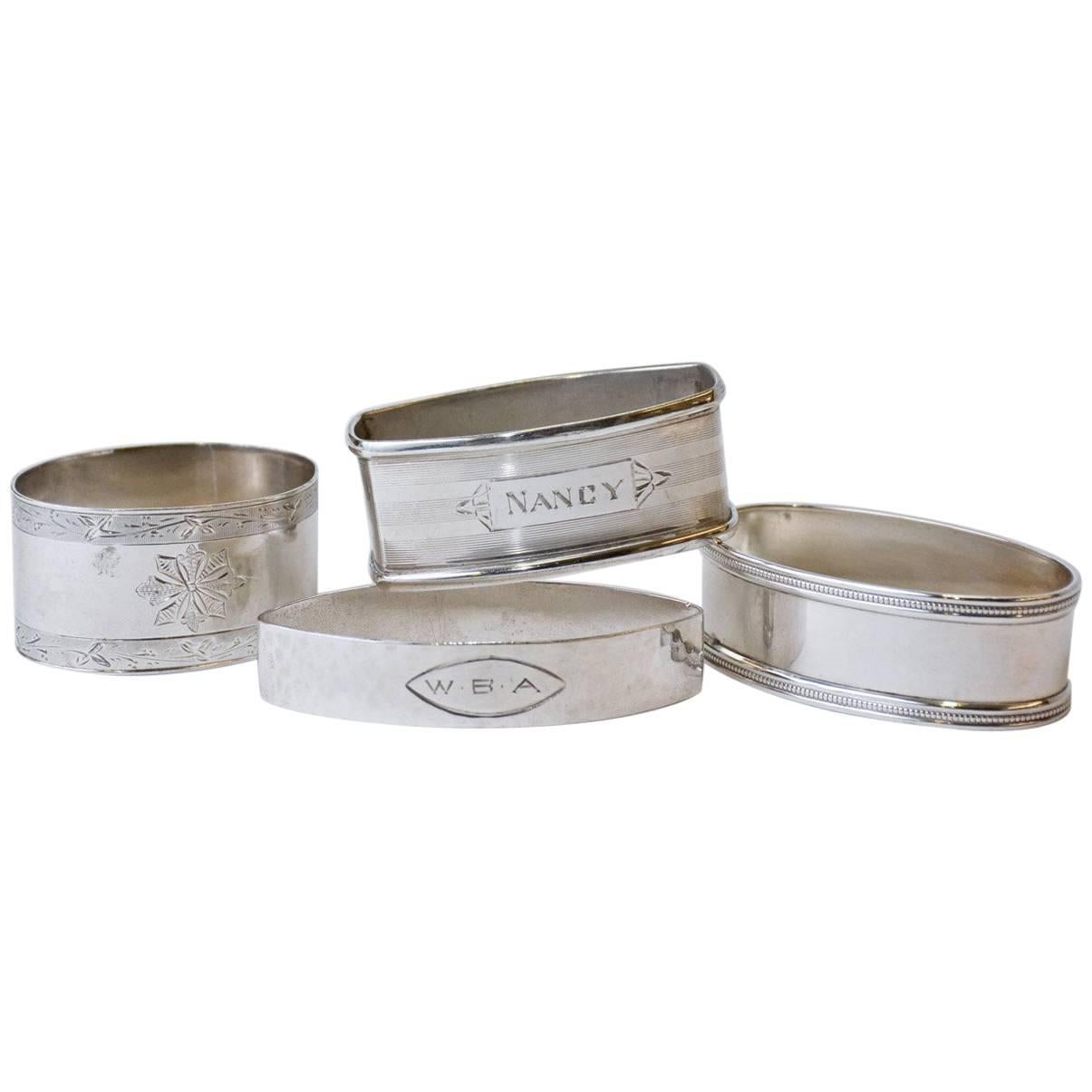 Three Antique Sterling Napkin Rings For Sale at 1stDibs