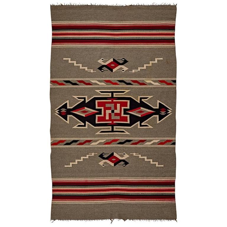 Banded Chimayo Navajo Weaving with Whirling Log Motif, circa 1920 For ...