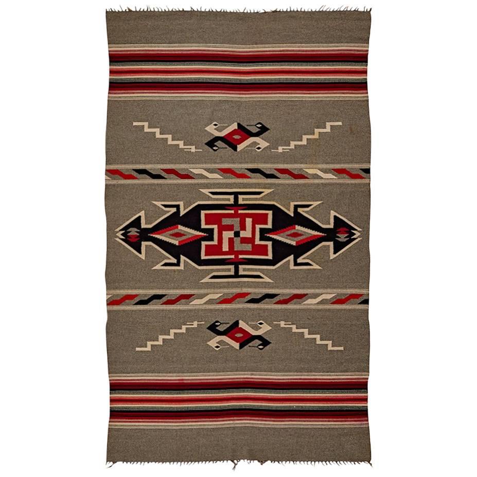 Banded Chimayo Navajo Weaving with Whirling Log Motif, circa 1920 For ...
