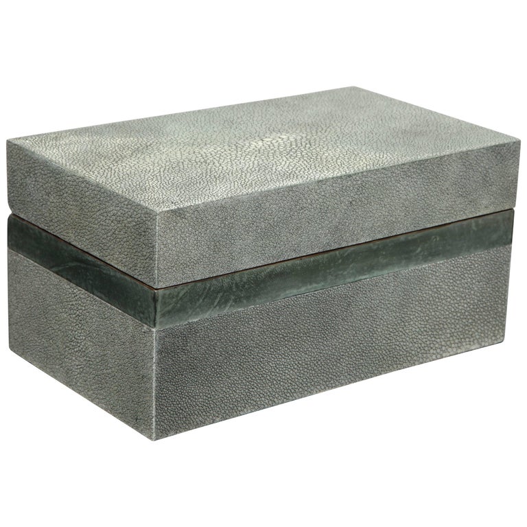 Custom Genuine Shagreen Treasure Box with Parchment Trim in Gray at ...