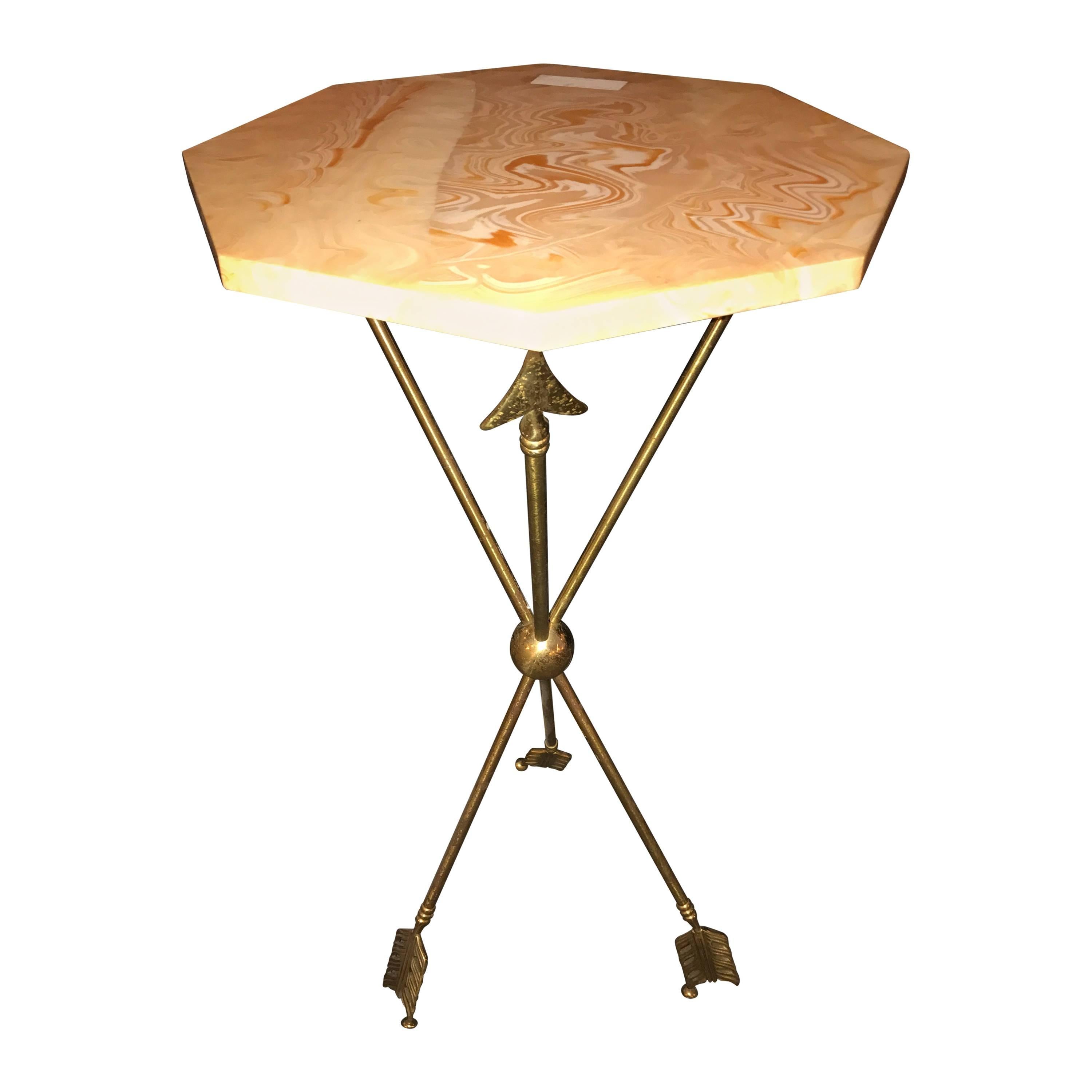 Arrow Form Bronze End Table Base or Pedestal on Tri Pod Legs at 1stDibs