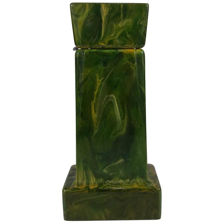 Art Deco Skyscraper Bakelite / Catalin Green Swirl Table Lighter by ...