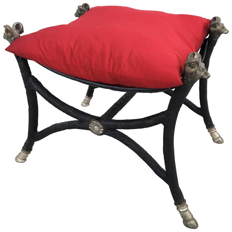 Regency-Style Hand-Forged Bronze Rams Head and Hoof Bench For Sale at ...