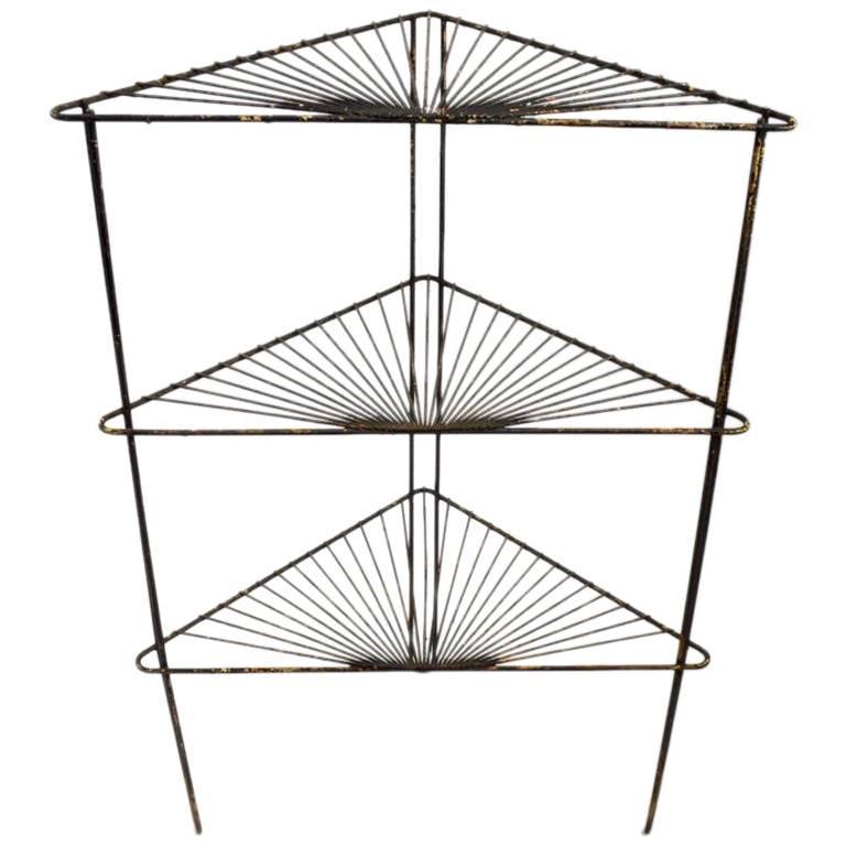 Three-Tier Triangular Wrought Iron Stand at 1stDibs