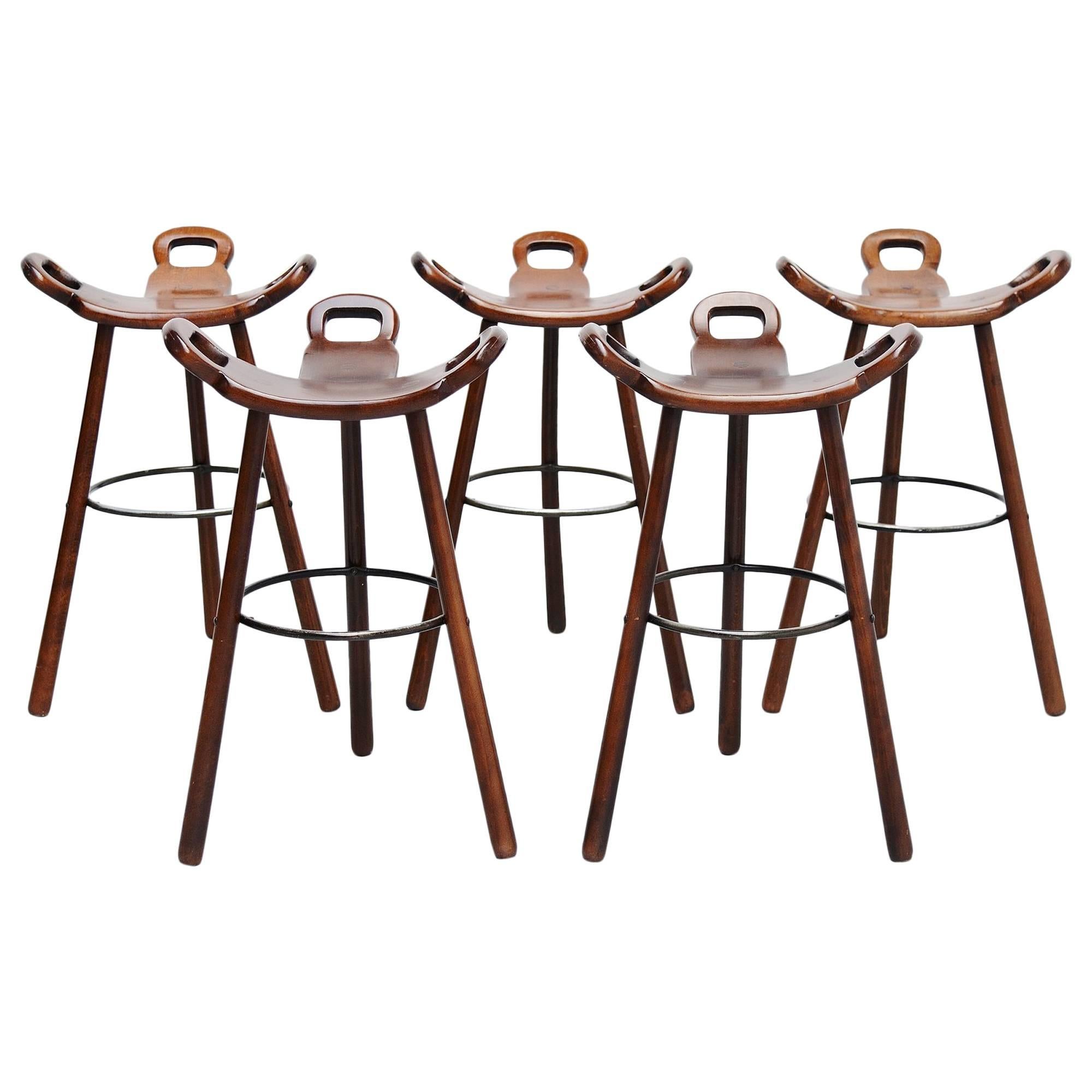 Five Bar Stools Attributed to Carl Malmsten, Sweden, 1950 at 1stDibs