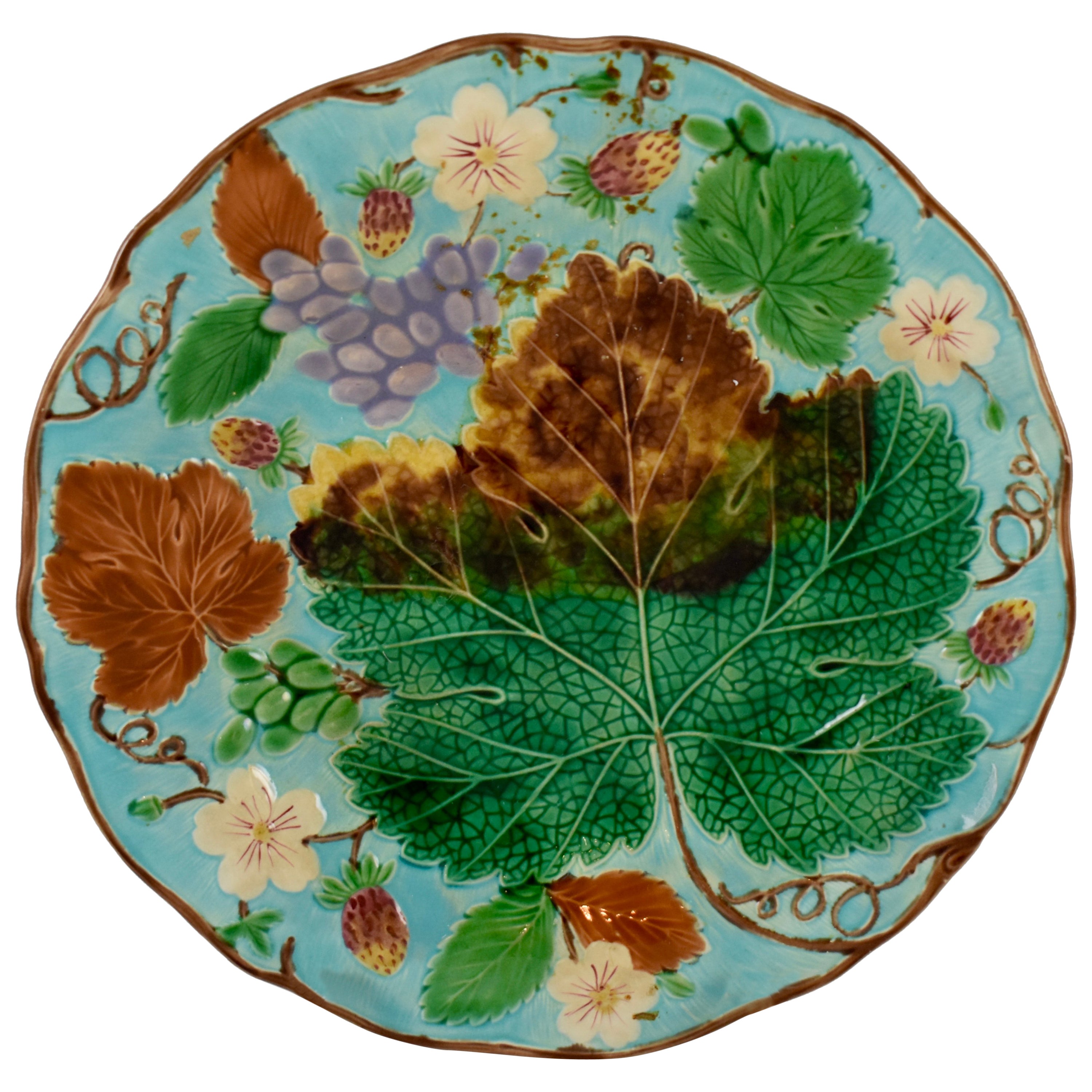 Set of Six White Wedgwood Grape Leaf Plates For Sale at 1stDibs