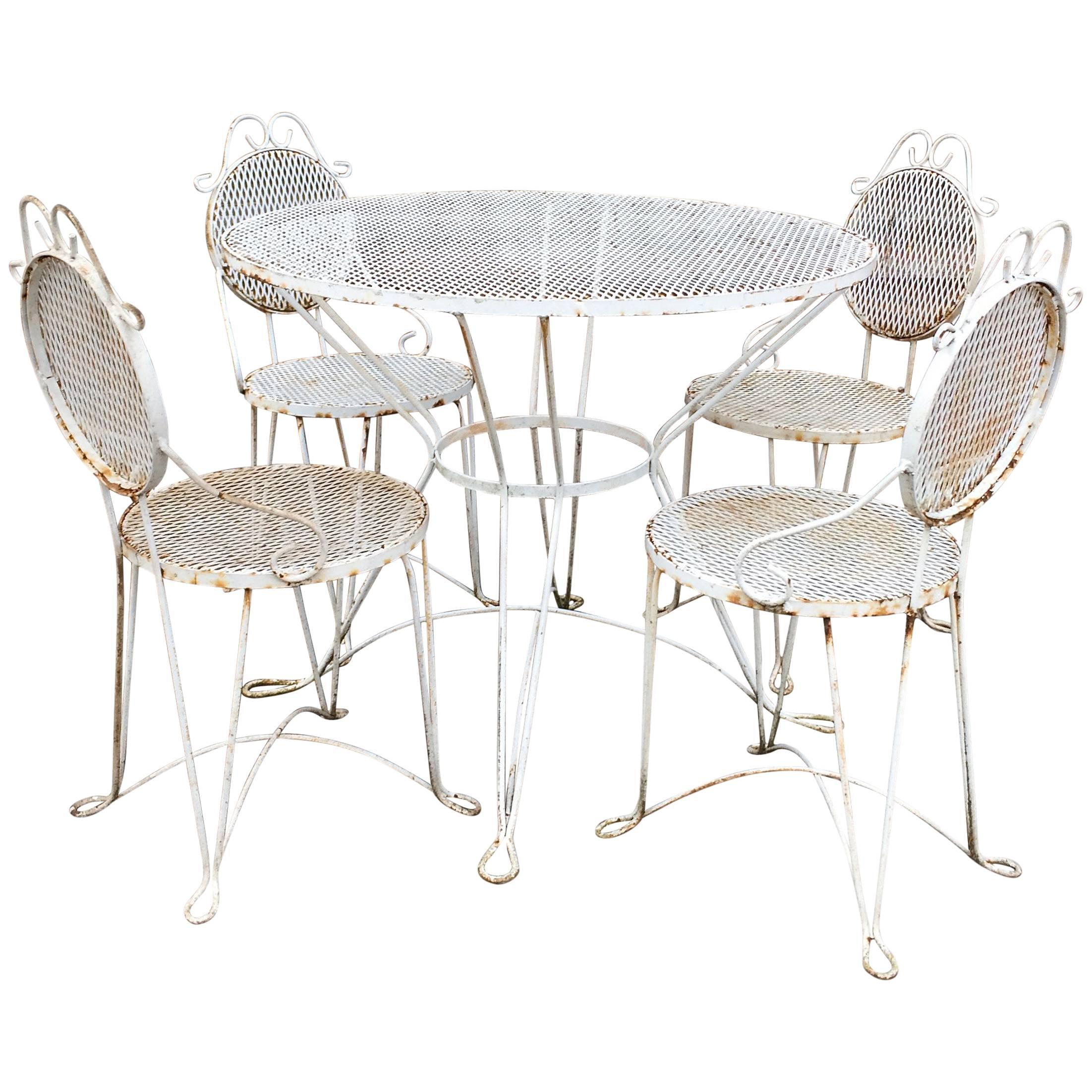 Mid-Century Wrought Iron Outdoor Patio Dining Set at 1stDibs