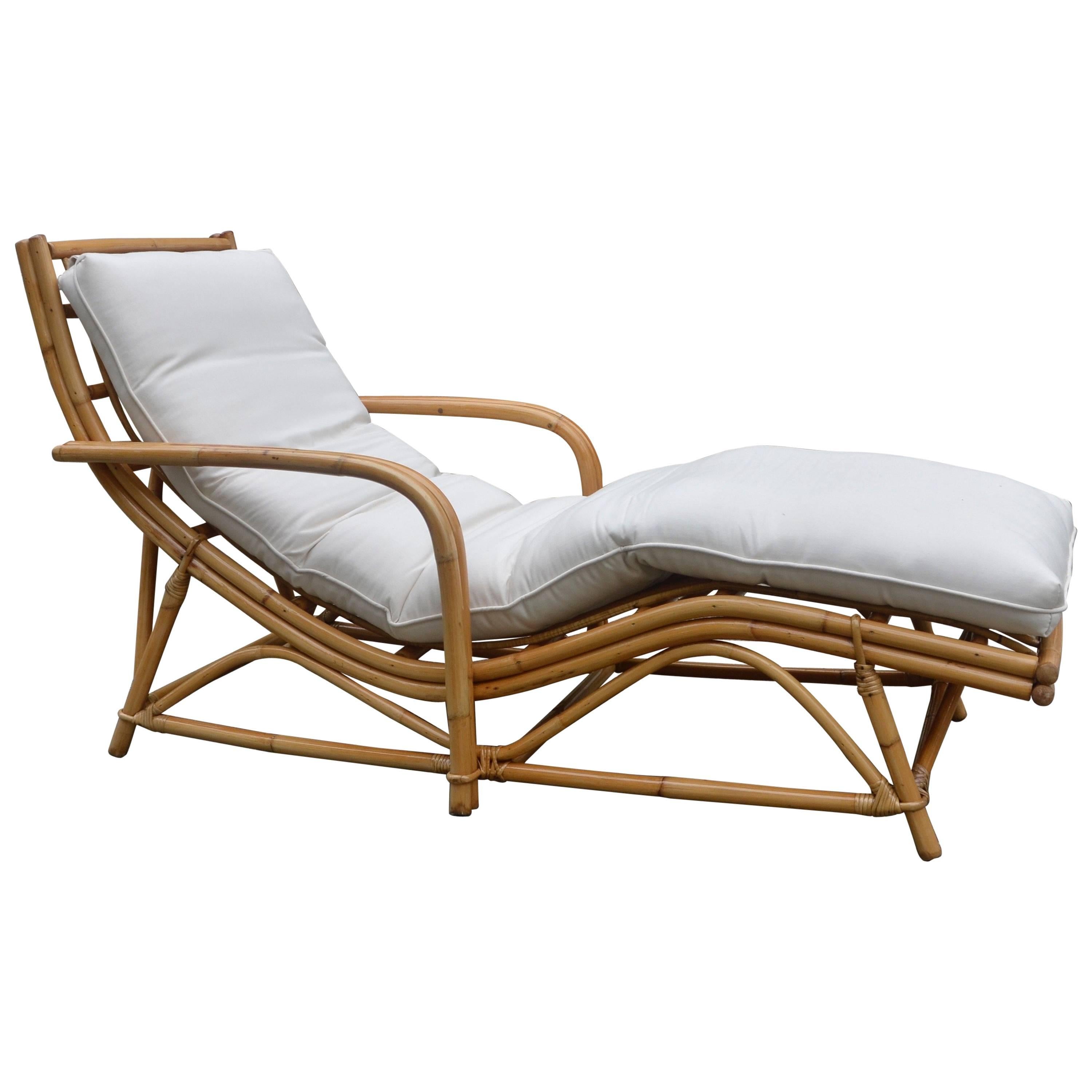 Midcentury Rattan Chaise at 1stDibs