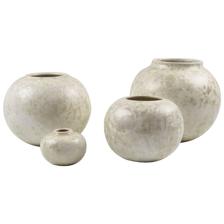 French Set of Four Crystal Glazed Pottery Vase by Serafino Ferraro ...