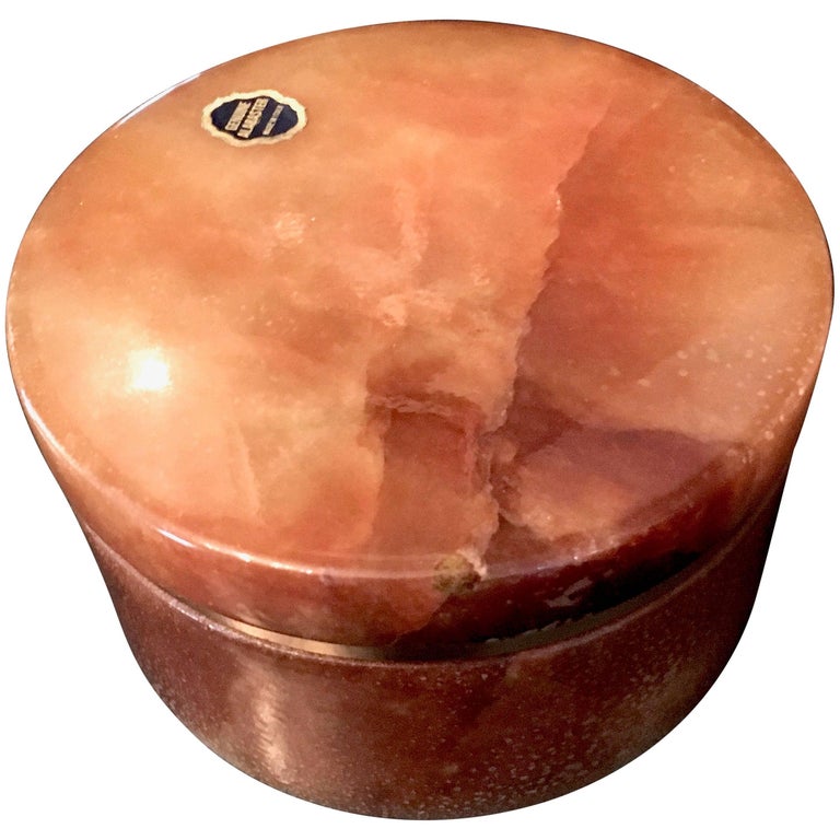 Round Italian Alabaster Box with Lid at 1stDibs