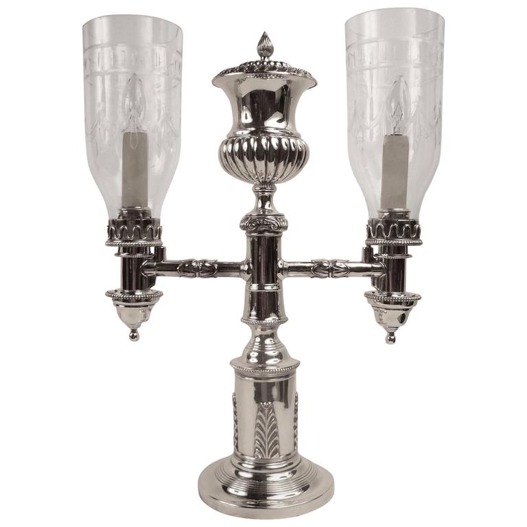 Edward F. Caldwell Silver Plated Bronze Argand Lamp For Sale at 1stdibs