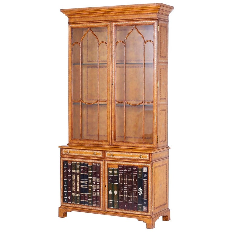 Mid-Century Leather Covered Bookcase or Cabinet For Sale at 1stDibs