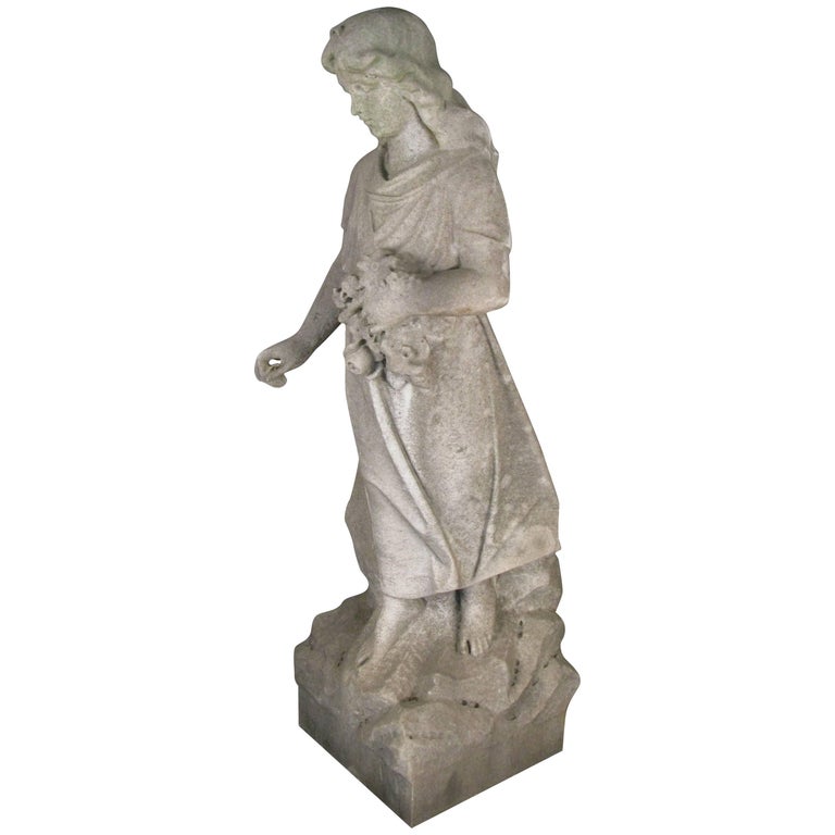 Antique Romantic Period Carved Marble Angel Sculpture at 1stDibs