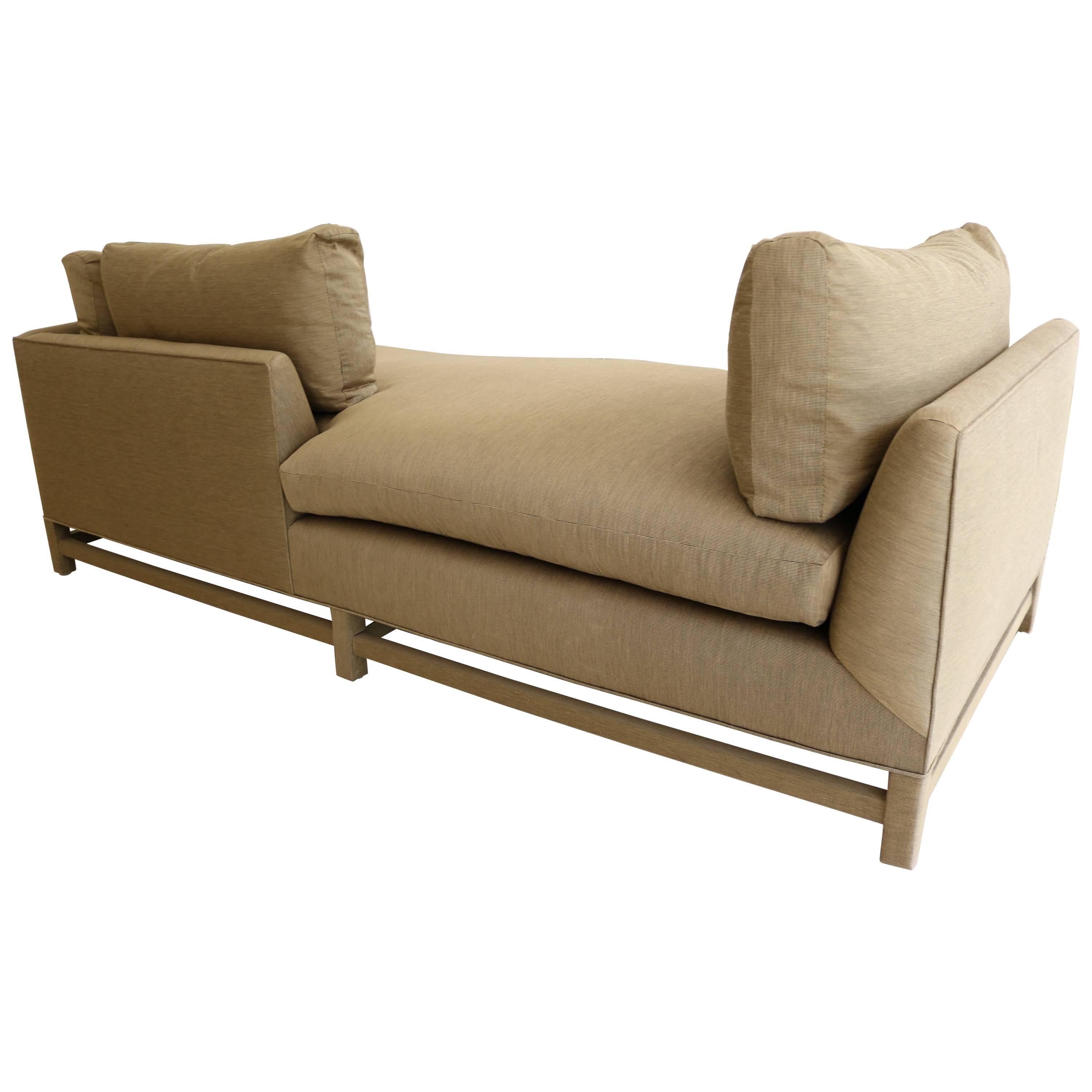 Bespoke Tete E Tete Chaise in Putty Colored Silk Fabric For Sale at ...