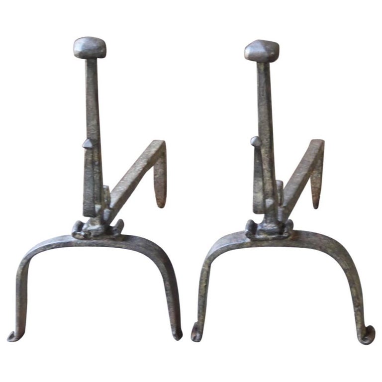 17th-18th Century French Gothic Firedogs, Andirons For Sale at 1stDibs