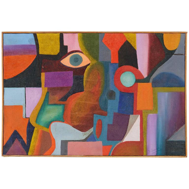 Cubist Polychrome Oil Painting at 1stDibs