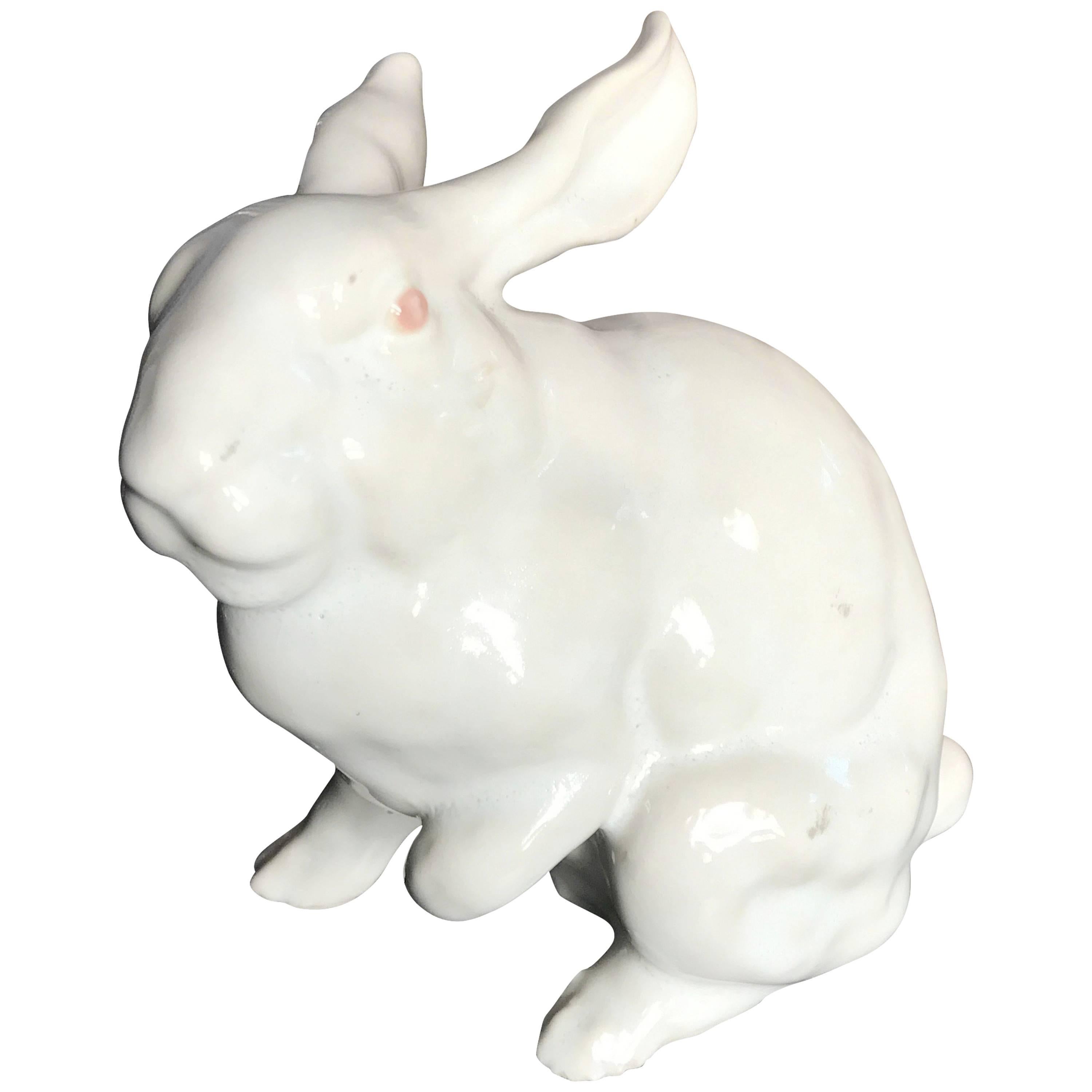 Japanese Vintage Pure White Standing Rabbit Mint, Signed and Boxed at ...