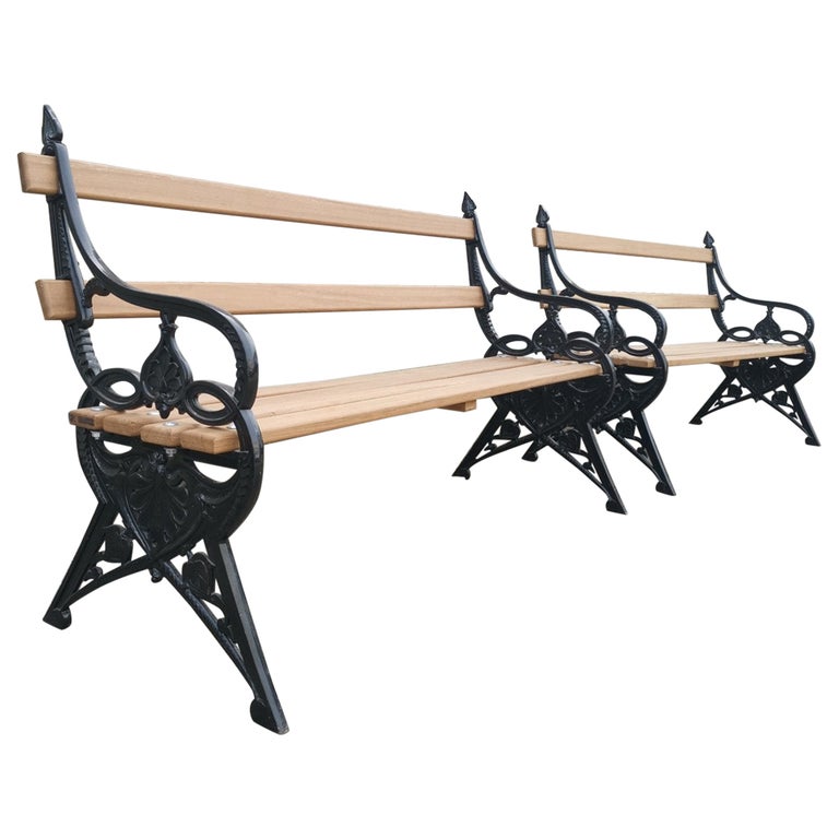 Lily Pad Pair of Aesthetic Movement Cast Iron Garden Benches by ...