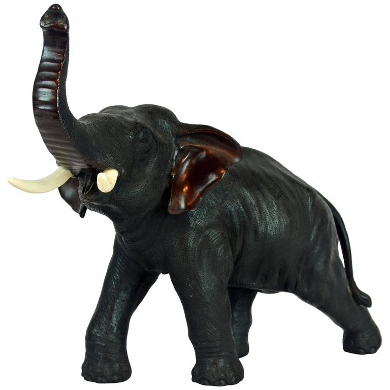 Large Japanese Mejii Period Bronze Sculpture of an Elephant with ...