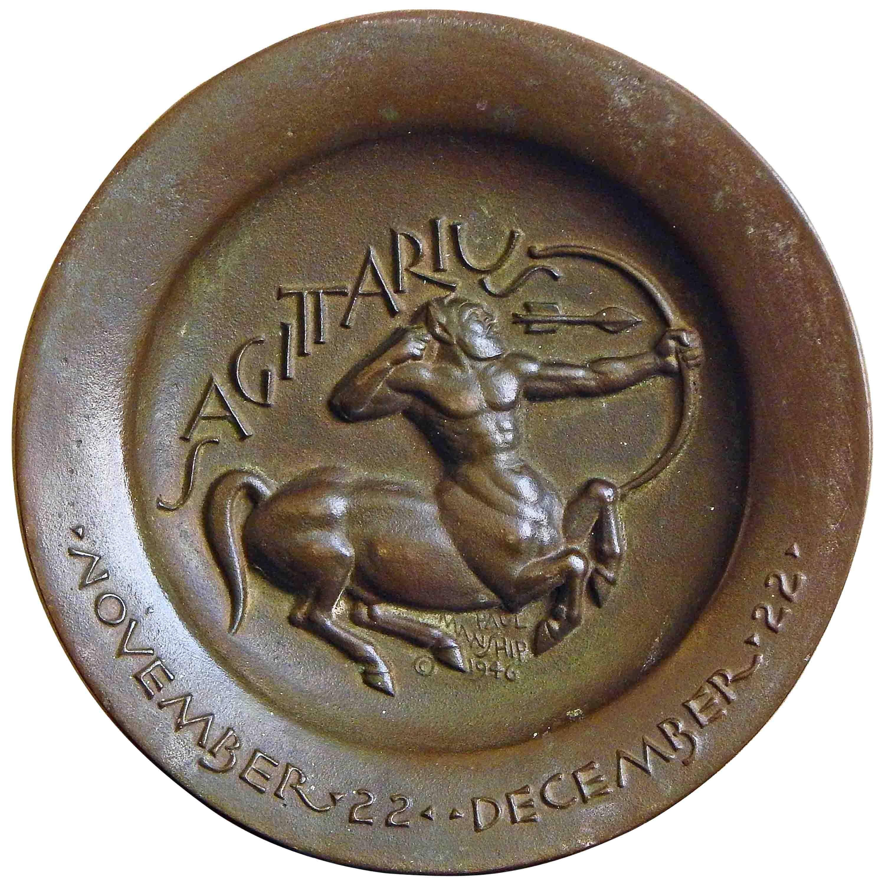 "Sagittarius, " Rare, High Style Art Deco Bronze Bas Relief by Paul ...