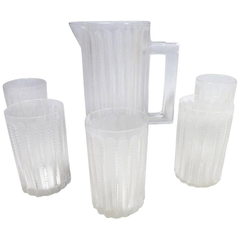 René Lalique "Jaffa" Lemonade Service, Pitcher and Six Glasses at 1stDibs