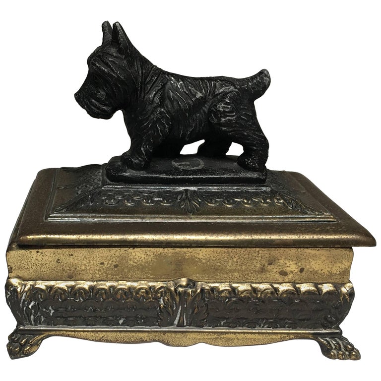 Vintage Brass and Cast Iron Scotty Dog Box For Sale at 1stDibs
