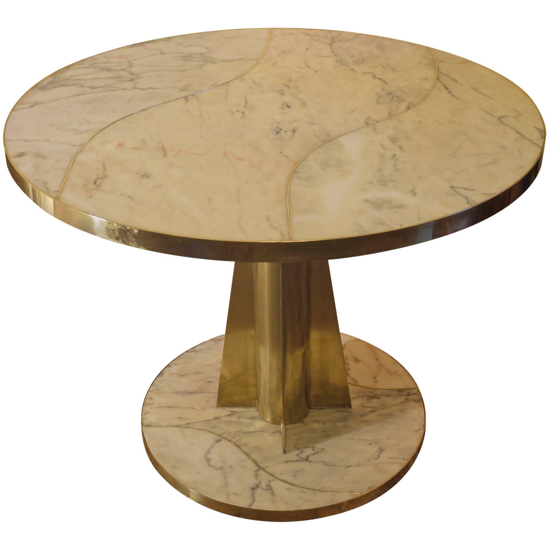 Nice Mid-Century Modern Italian Center Table in Marble with Brass ...