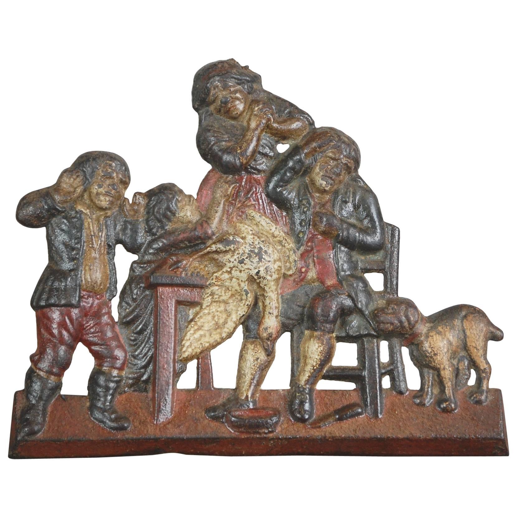 19th Century Cast Iron Plaque Family Butchery Scene at 1stDibs