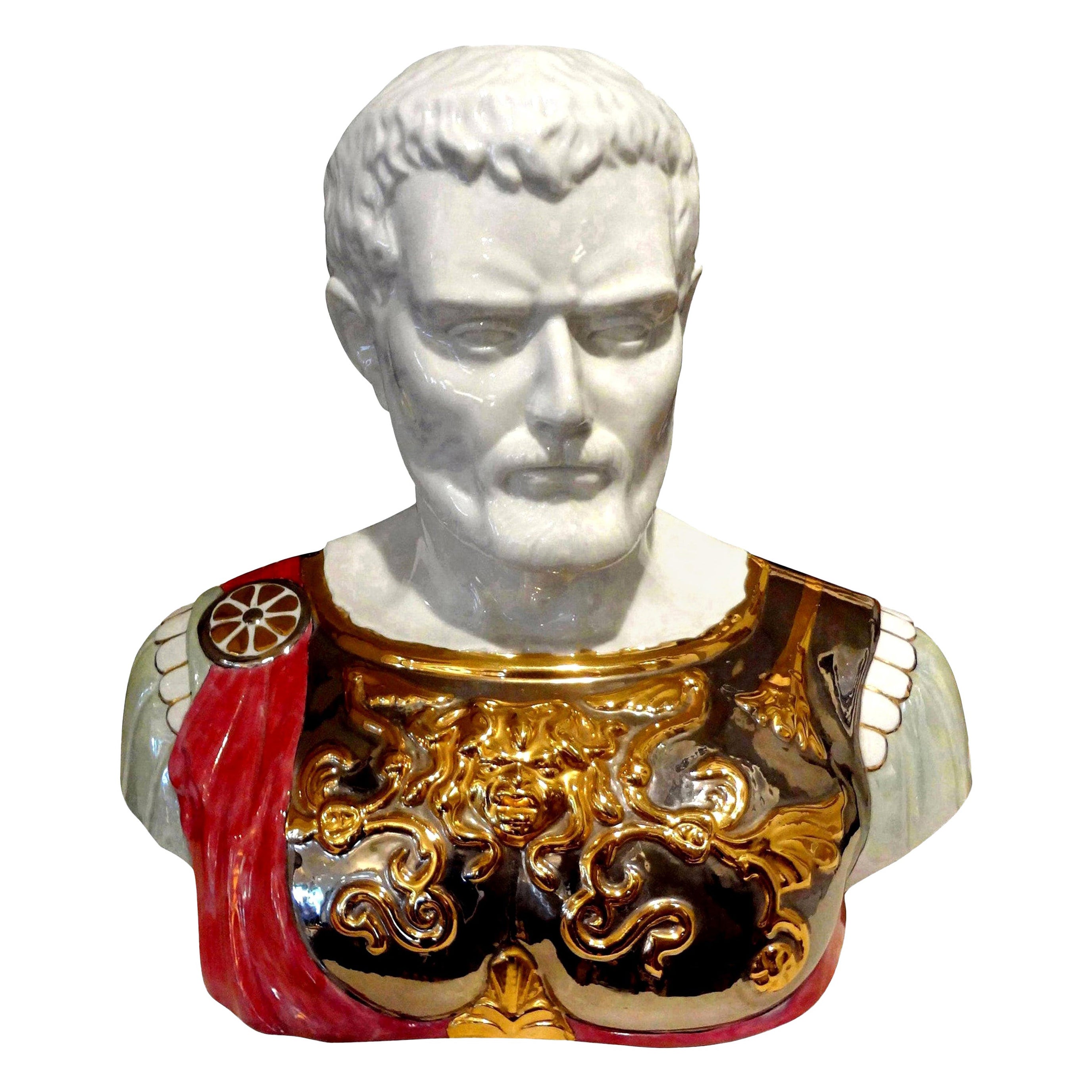 Italian Glazed Ceramic Bust of a Classical Roman by Santa Monica For ...