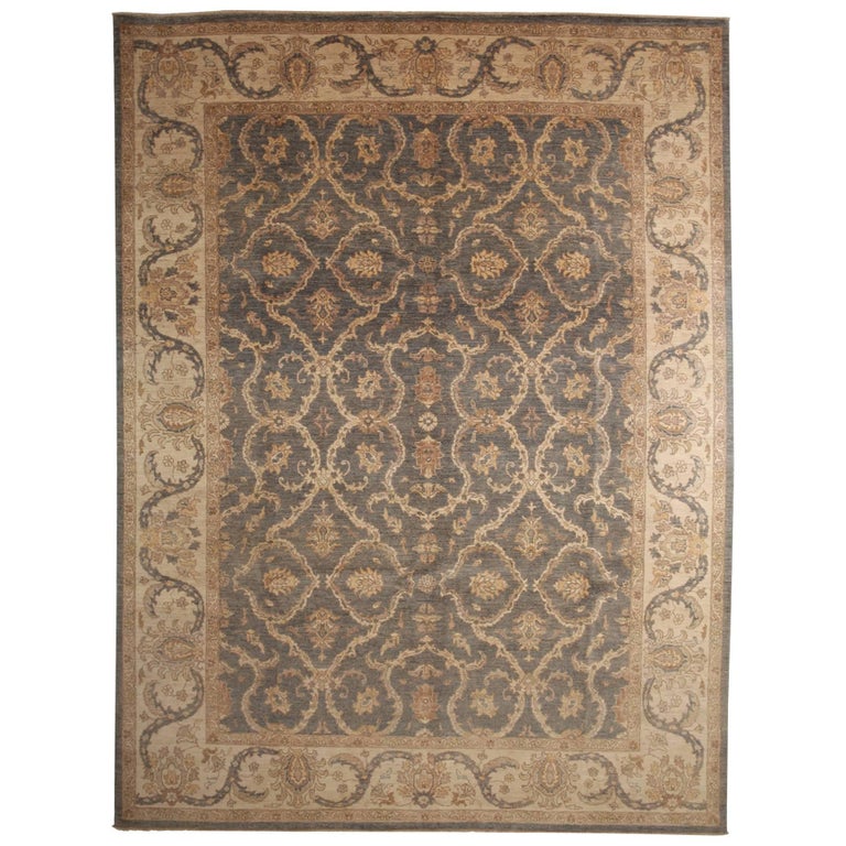 One-of-a-Kind Oriental Silky Oushak Wool Handmade Area Rug, Stone, 9' 3 ...