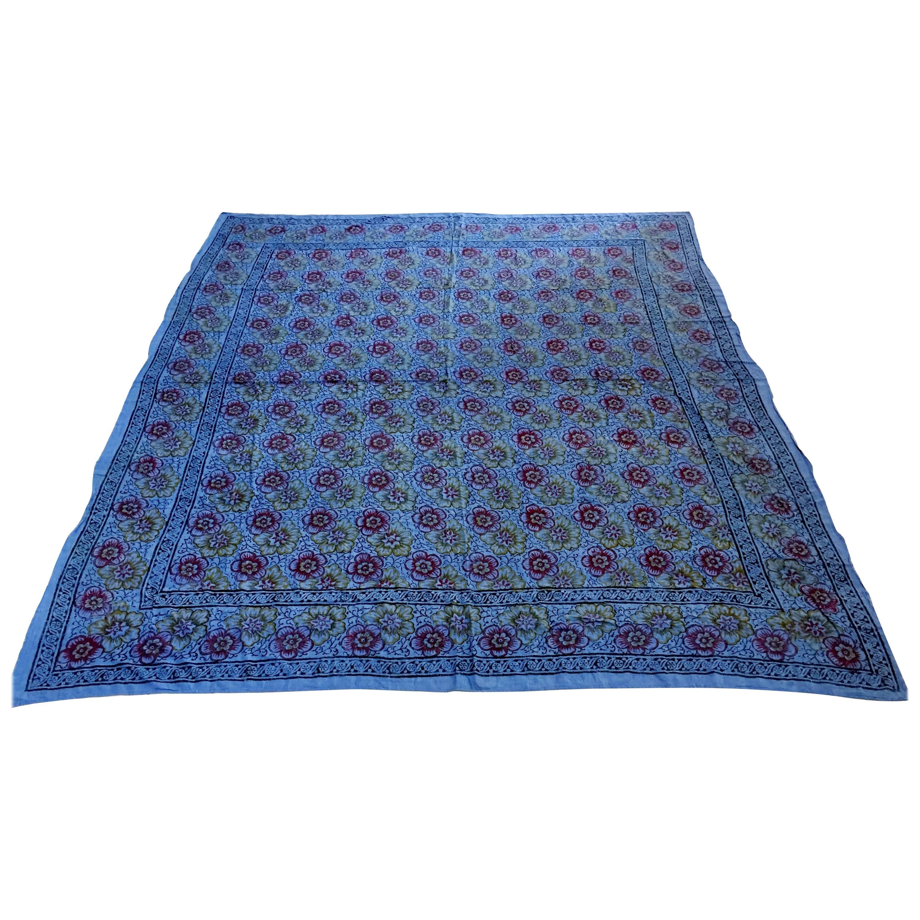 Vintage Blue Gold Brocade Silk Sari, Paisley Pattern, India, 1970s For ...