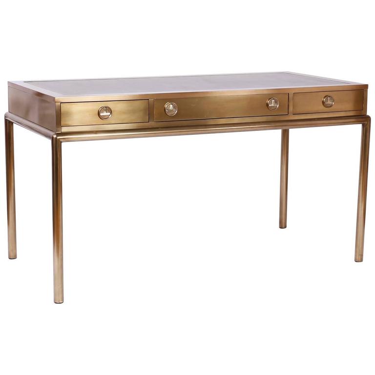 Mid-Century Brass Mastercraft Desk at 1stDibs
