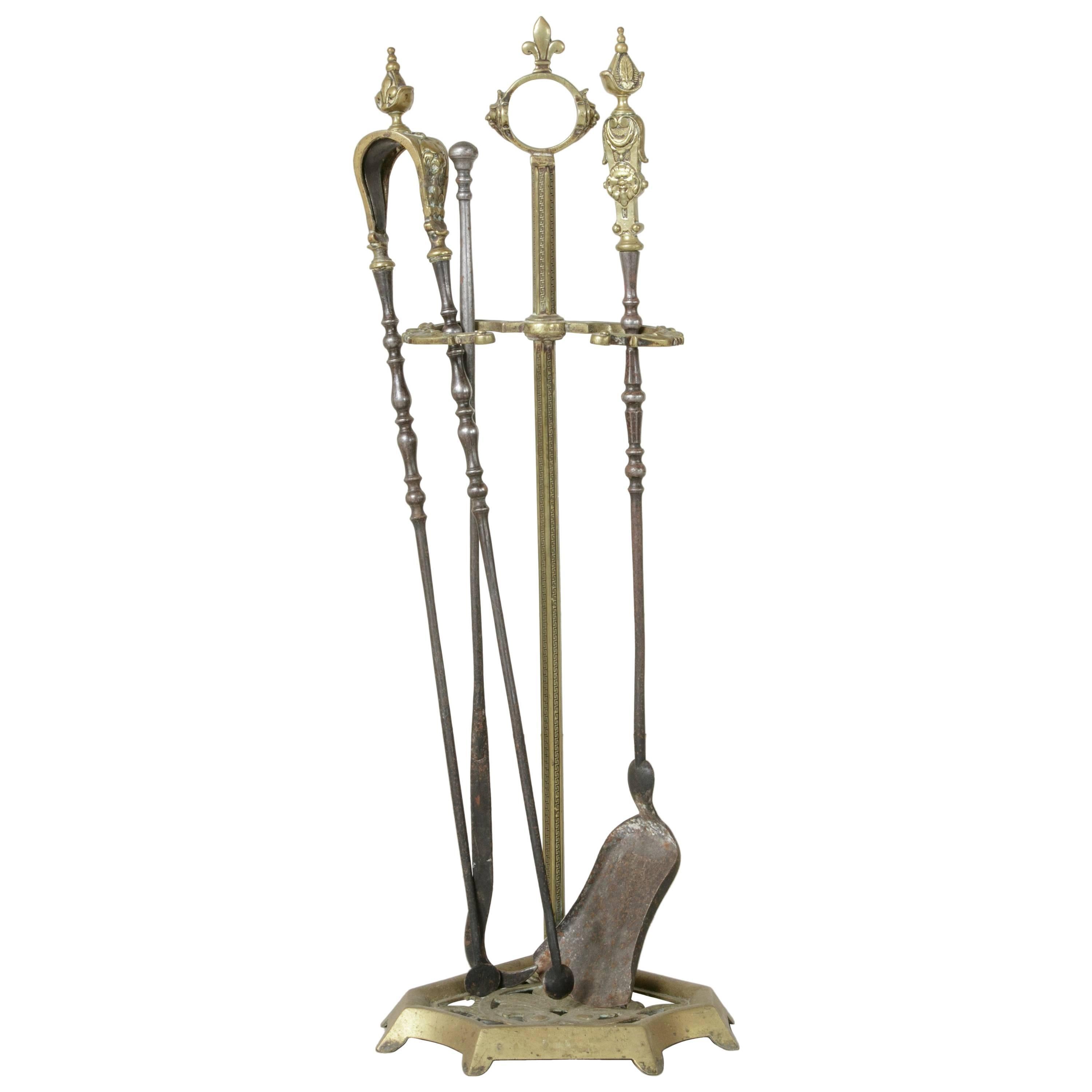 Set of Late 19th Century French Bronze Fireplace Tools Stand Shovel ...