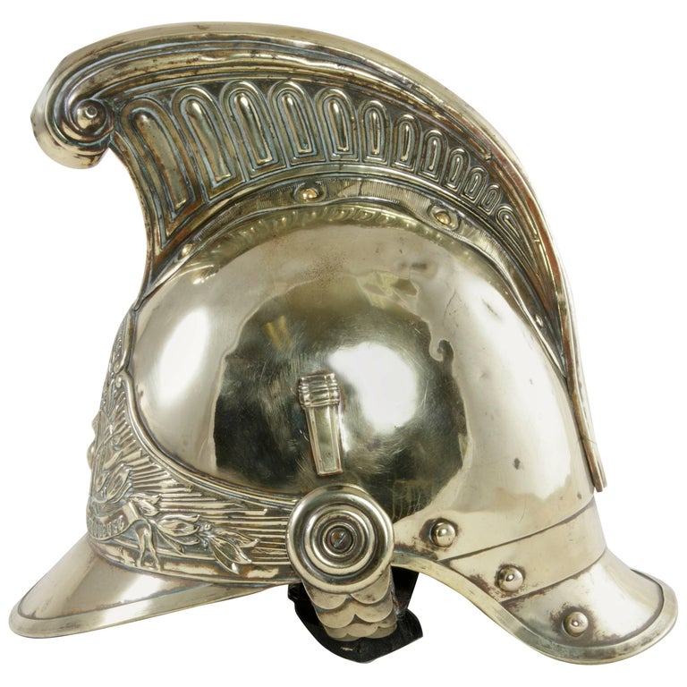 Late 19th Century French Crested Brass Fireman's Helmet at 1stDibs ...