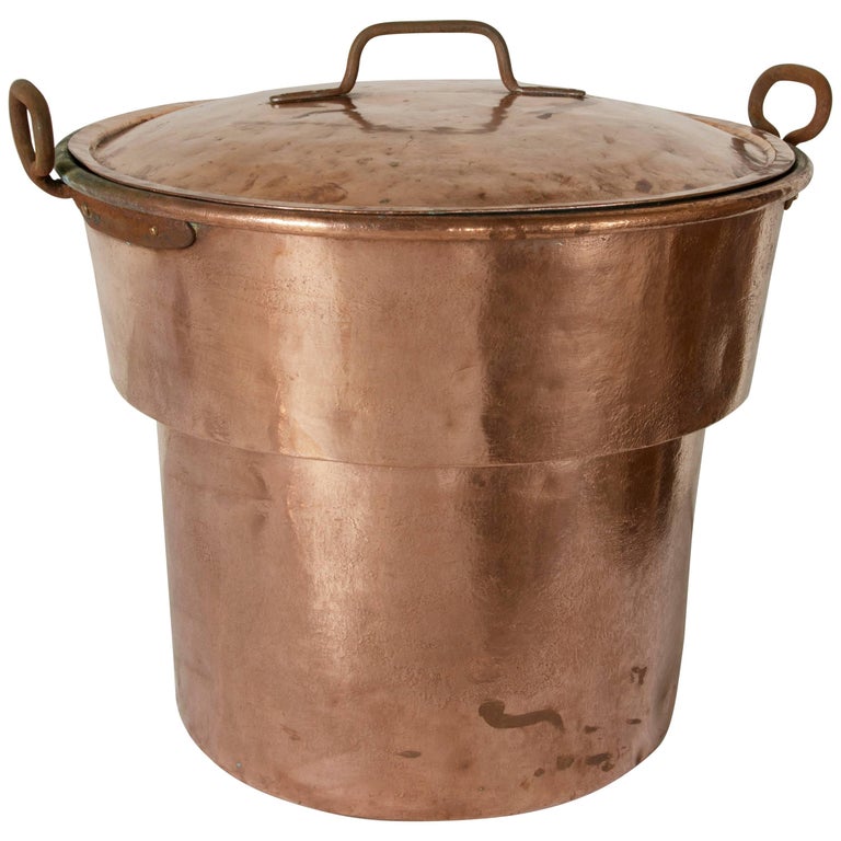 Very Large 19th Century French Copper Stock Pot or Cauldron with Lid at ...