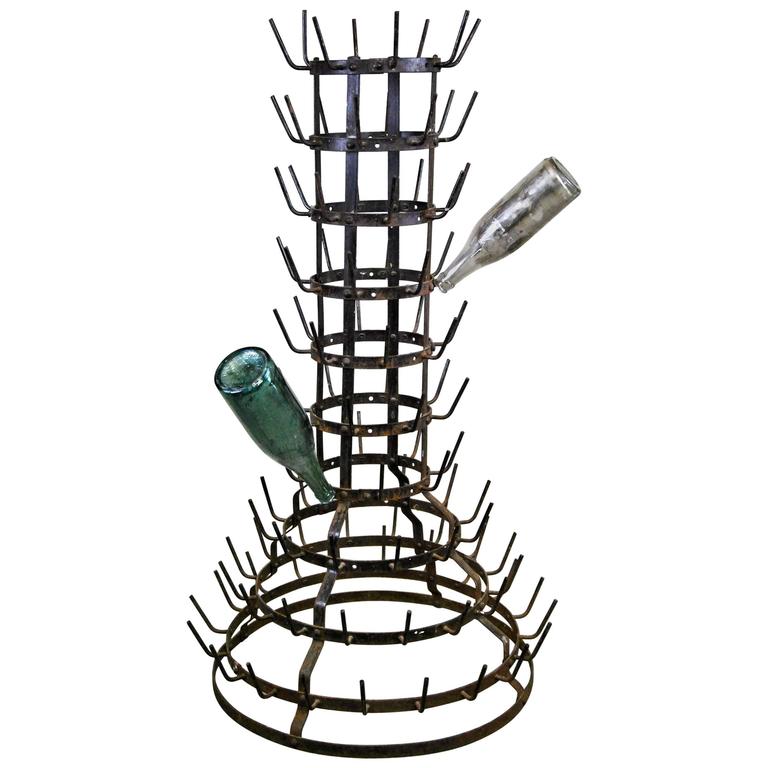 French Iron Wine Bottle Drying Rack at 1stDibs
