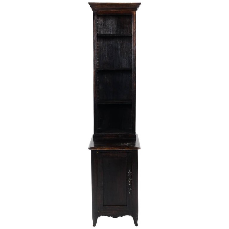 Antique French Unusually Narrow Dark Oak Bookcase, circa 1920 at ...