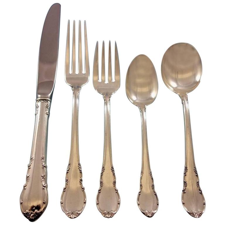 Modern Victorian by Lunt Sterling Silver Flatware Set for 12 Service 60 ...