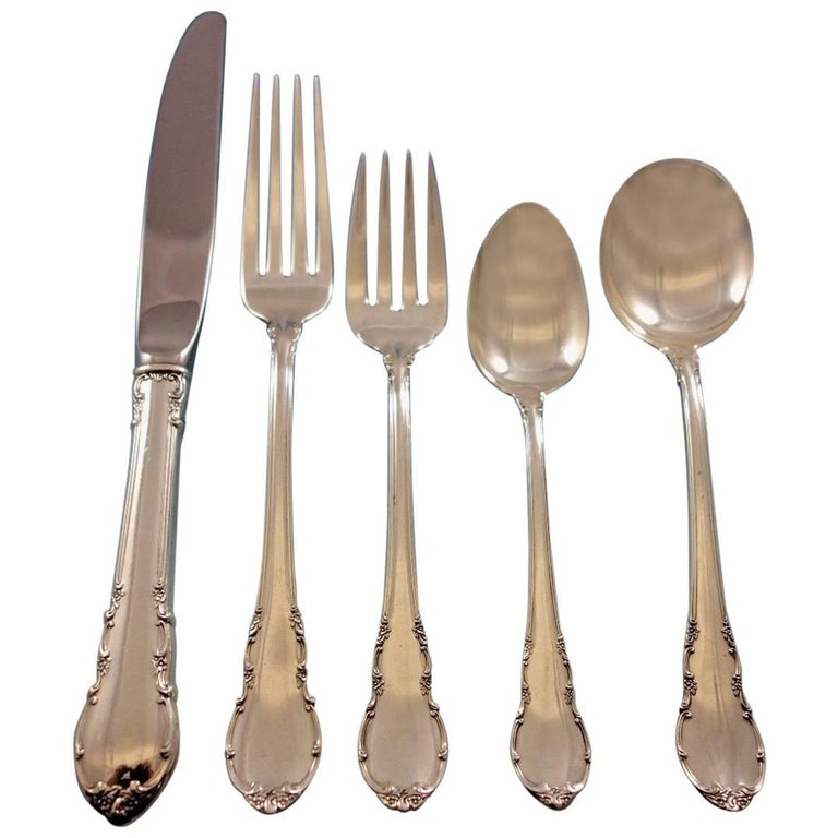 Modern Victorian by Lunt Sterling Silver Flatware Set for 12 Service 60 ...