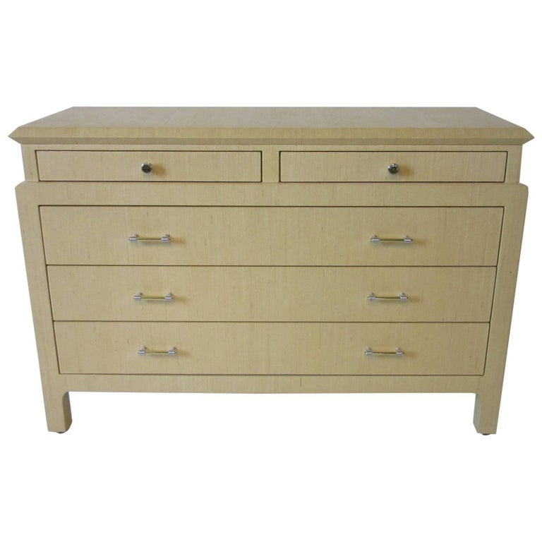 Harrison Van Horn Linen Wrapped Dresser Commode in the style of Karl ...