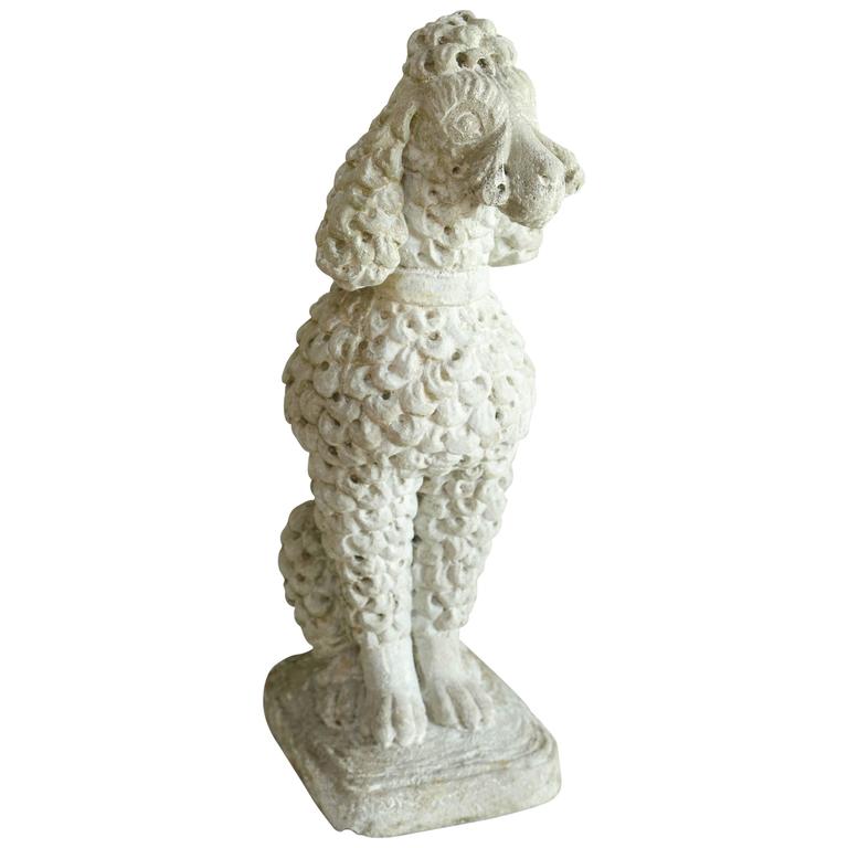 Vintage Cast Stone Poodle at 1stDibs