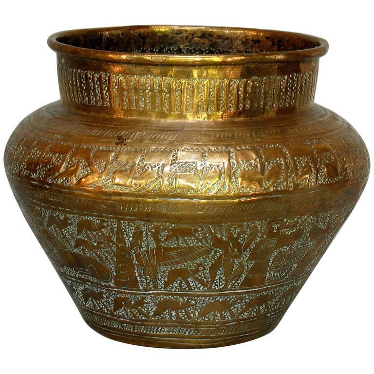 Rare Brass Repousse Vessel with Hebrew Inscription, Egypt, 19th Century ...