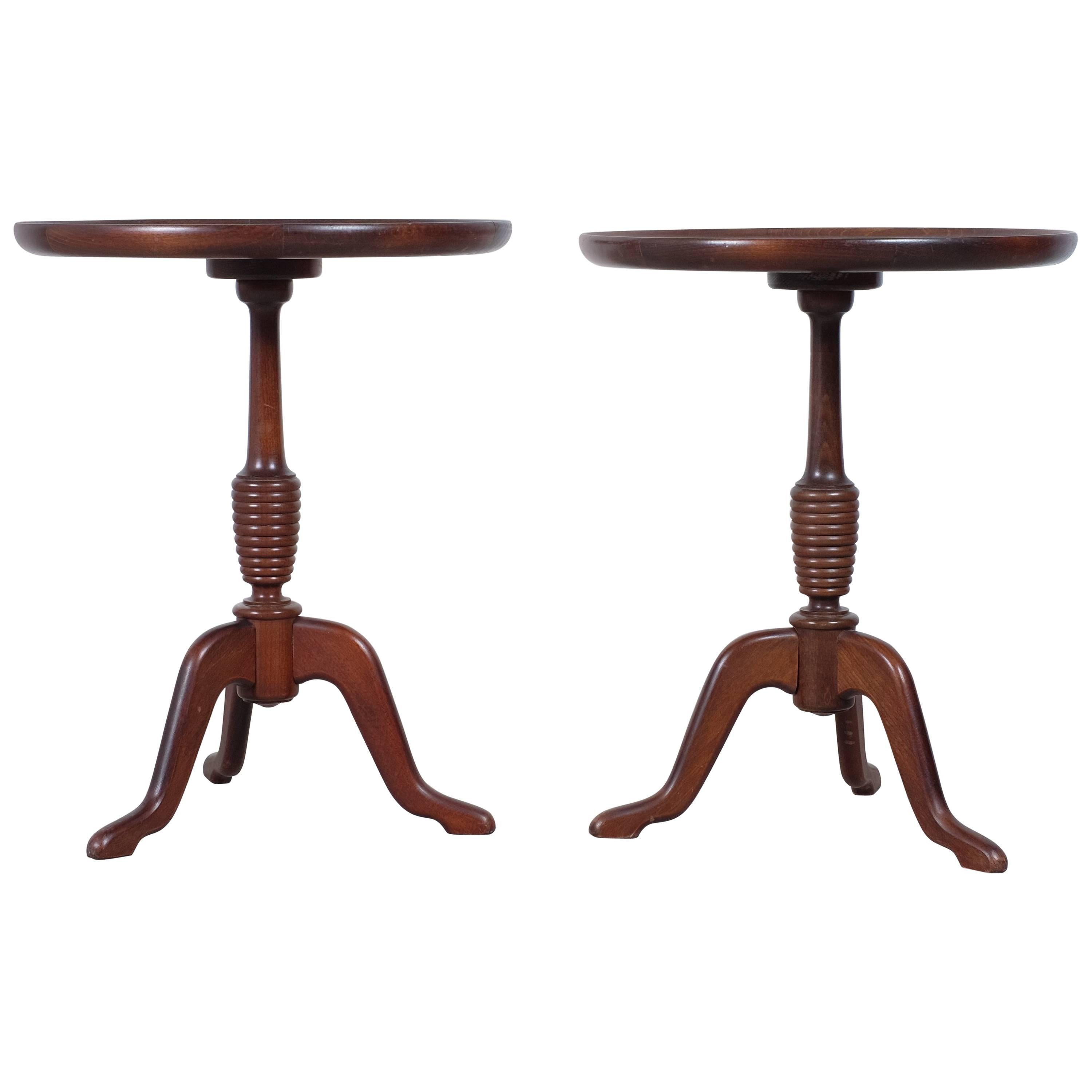 Vintage Set of Round Antique Danish Side Tables at 1stDibs