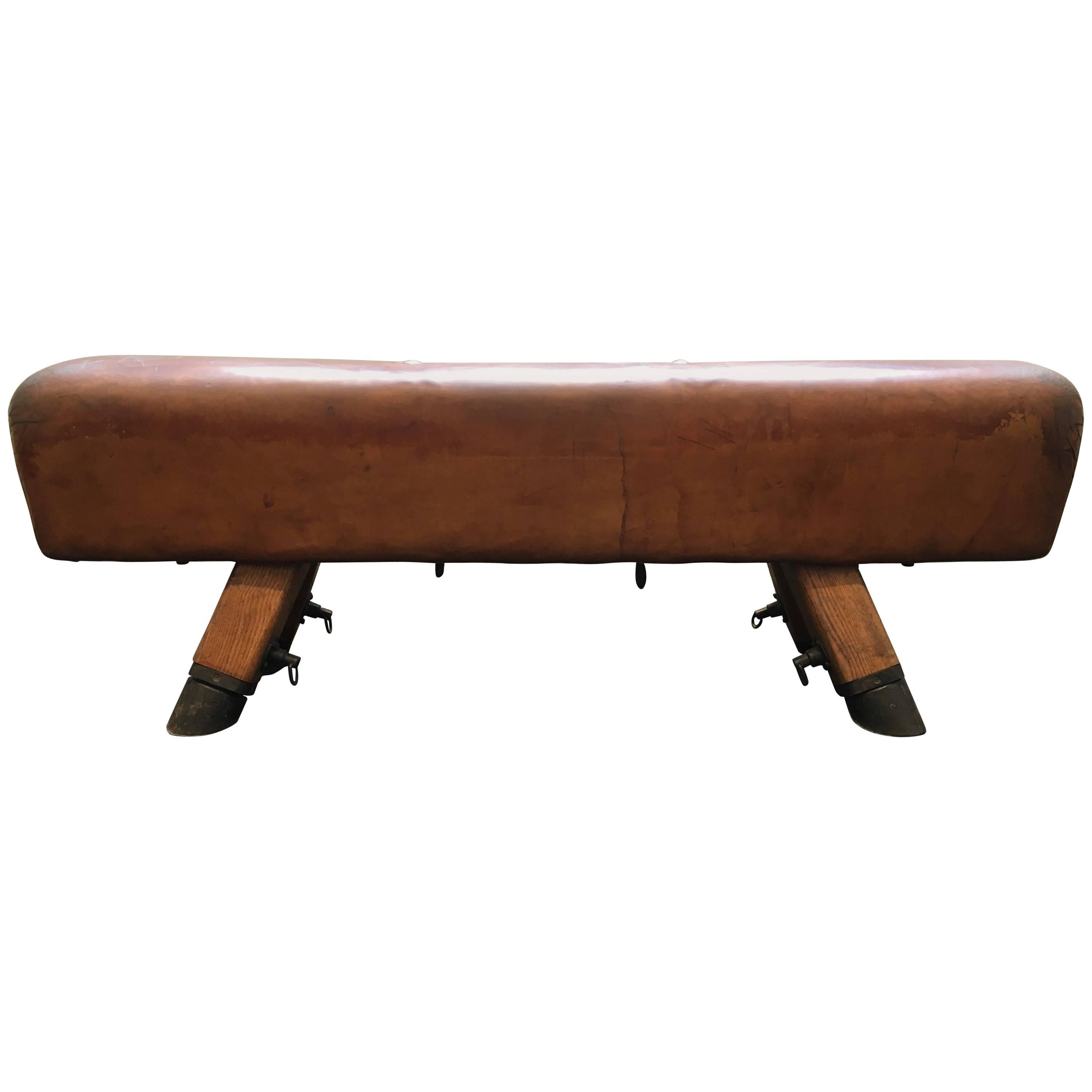Leather Pommel Horse Bench, 1930s at 1stDibs