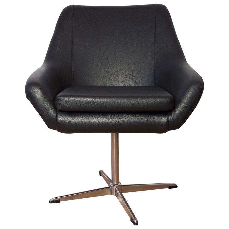 Vintage Black Shell Swivel Chair at 1stDibs