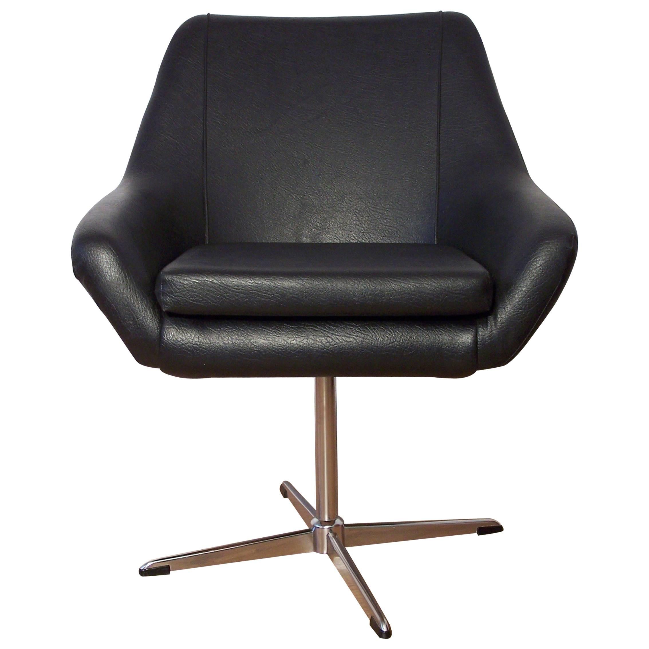 Vintage Black Shell Swivel Chair at 1stDibs