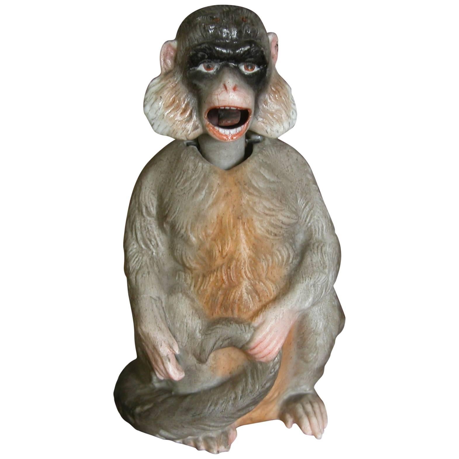 19th Century Carved Monkey Spill Container For Sale at 1stDibs