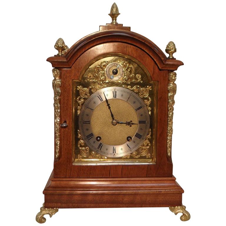 German 19th Century Walnut Bracket Clock by W&H at 1stDibs