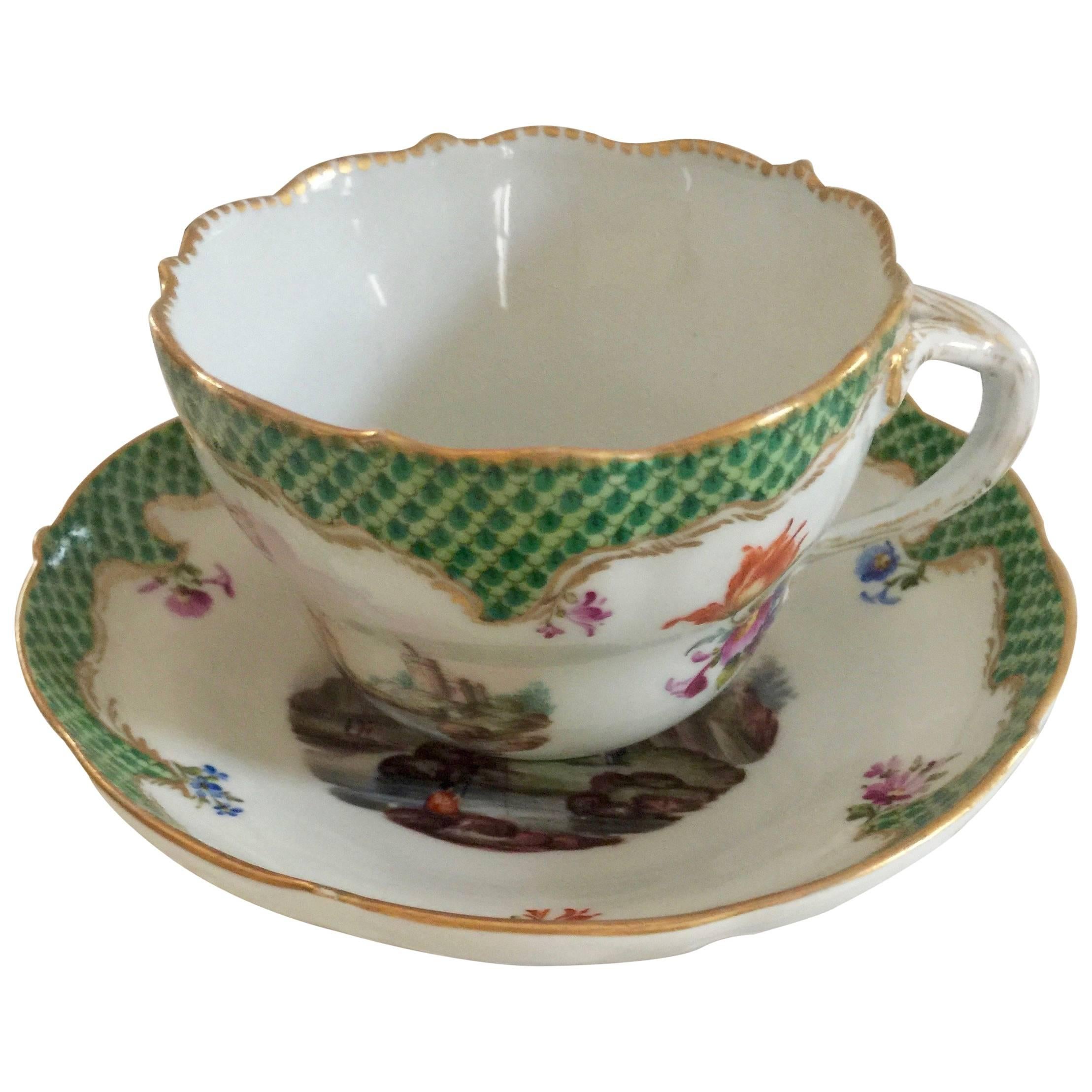 19th Century Antique Meissen Porcelain Cup and Saucer For Sale at ...