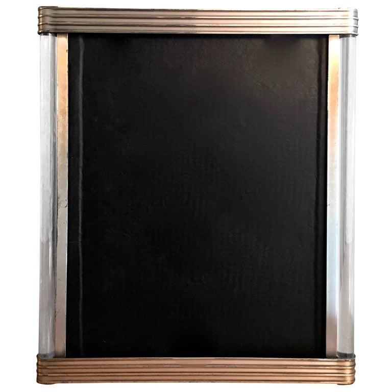 Art Deco Picture Frame with Ribbed Metal and Glass Rod Details at 1stDibs